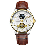 Men's Automatic Leather Mechanical Watch Tourbillon Waterproof Casual ...